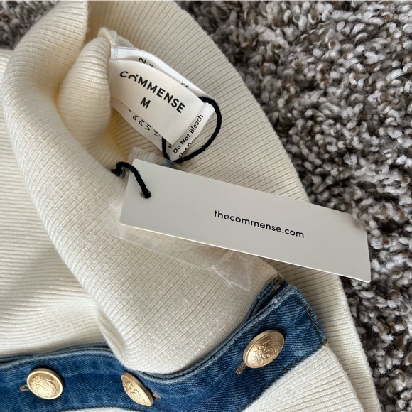 Commense | Tops | Nwt Commense Womens Medium Denim Trim Gold Button ...